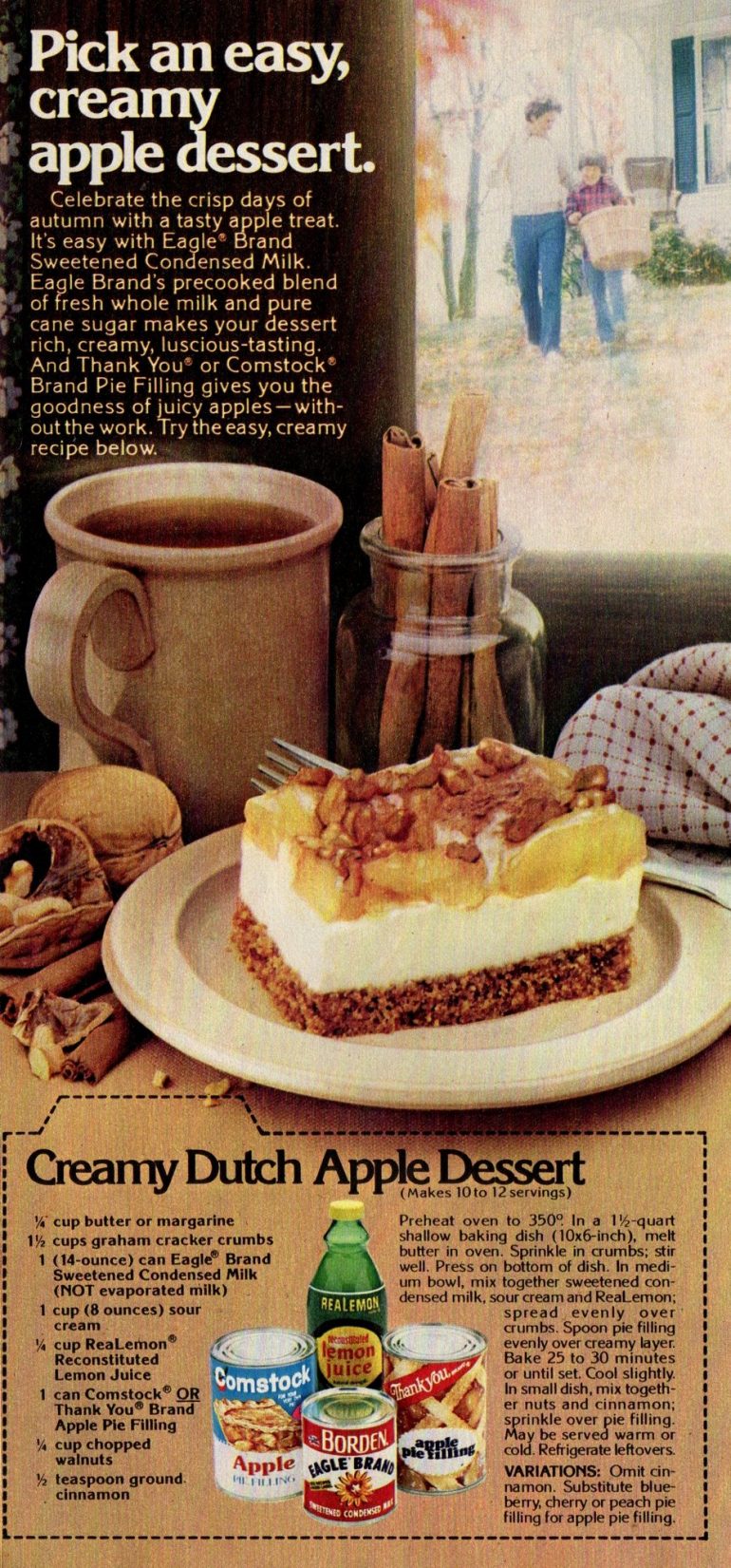 Creamy Dutch Apple dessert recipe (1979) - Click Americana