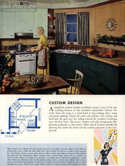 9 colorful mid-century kitchen remodels & retro floorplans from 1954 ...