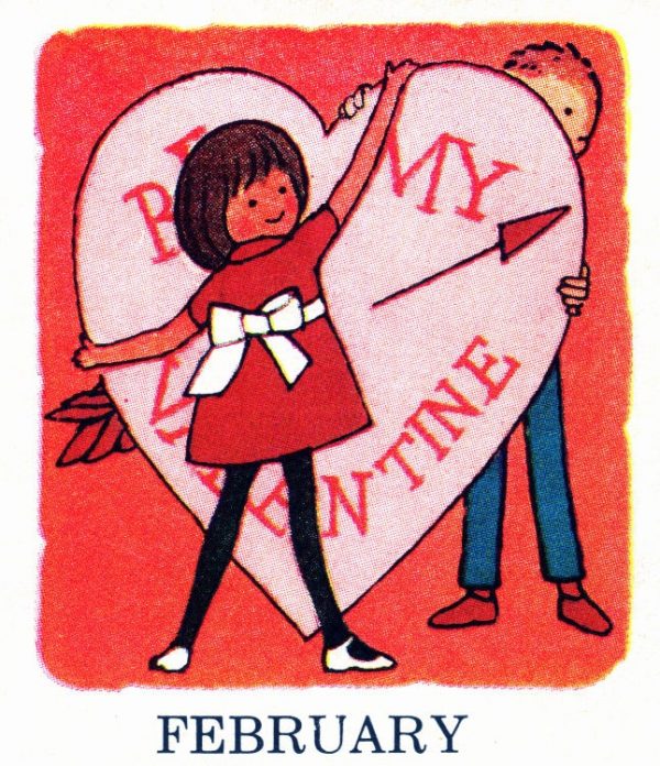 Cute vintage month-by-month printable calendar clipart from the 1960s ...