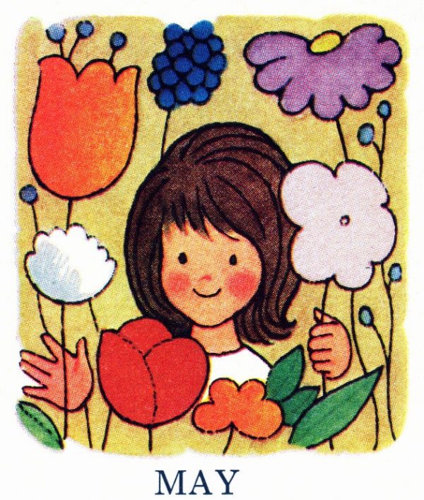 Cute vintage month-by-month printable calendar clipart from the 1960s ...