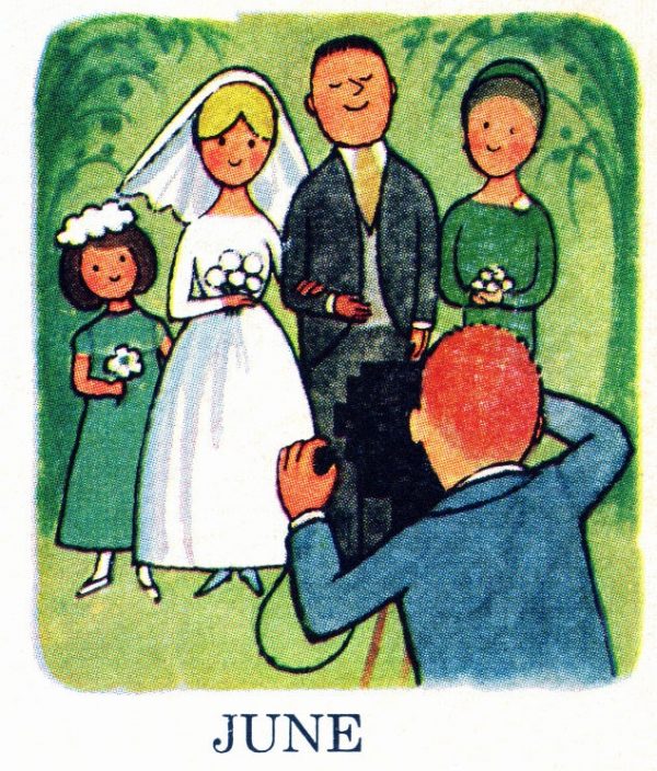 Cute vintage month-by-month printable calendar clipart from the 1960s ...