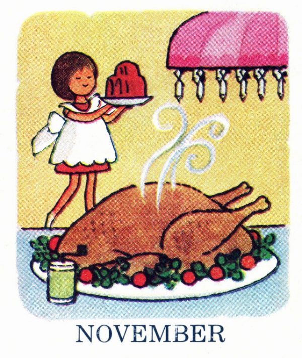 Cute vintage month-by-month printable calendar clipart from the 1960s ...