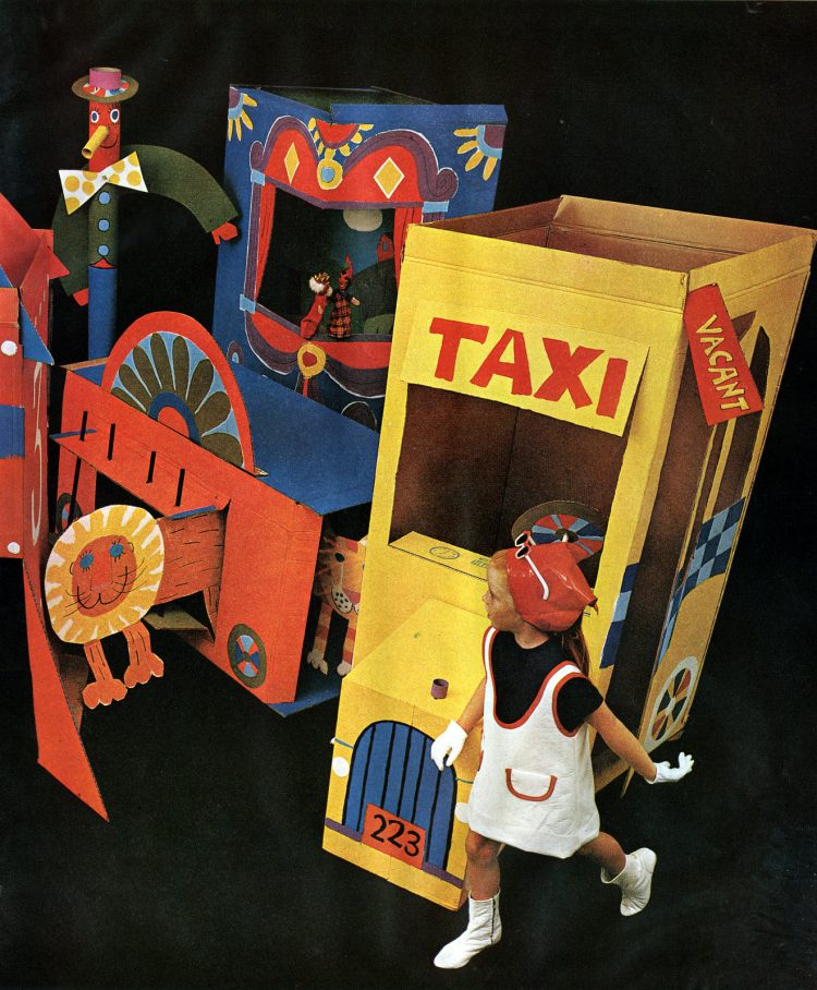 Cute DIY cardboard box fort & playhouse ideas from the 60s - Click ...