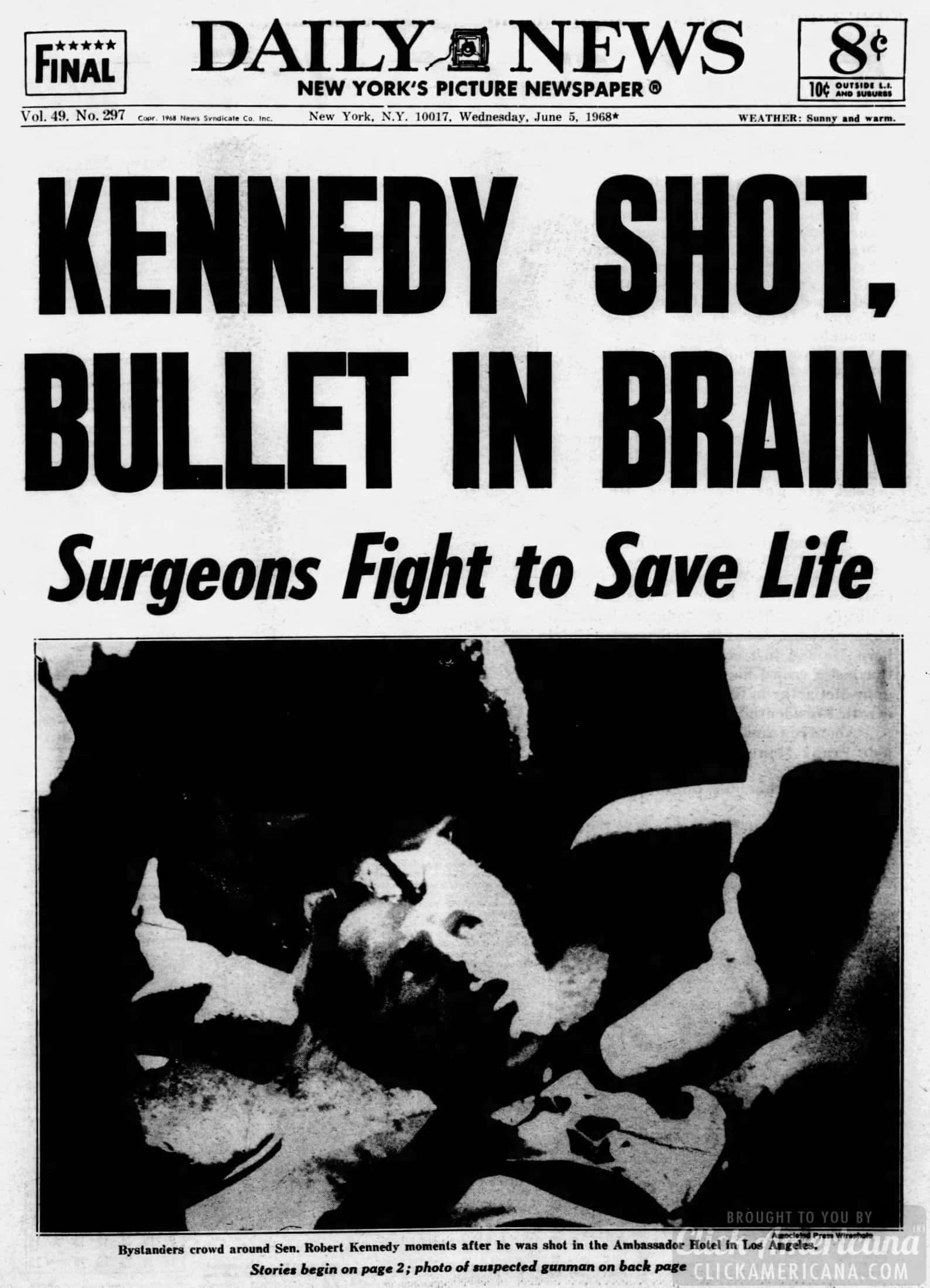News headlines from when Senator Bobby Kennedy was assassinated (1968 ...