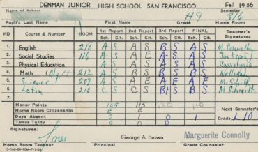 Vintage 1950s San Francisco junior high & high school report cards from ...