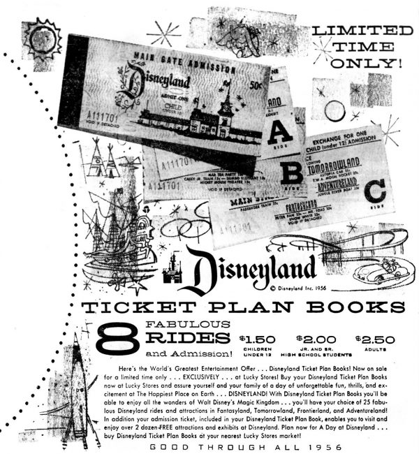 Vintage Disneyland tickets: The A B C D E rides and attractions at the ...