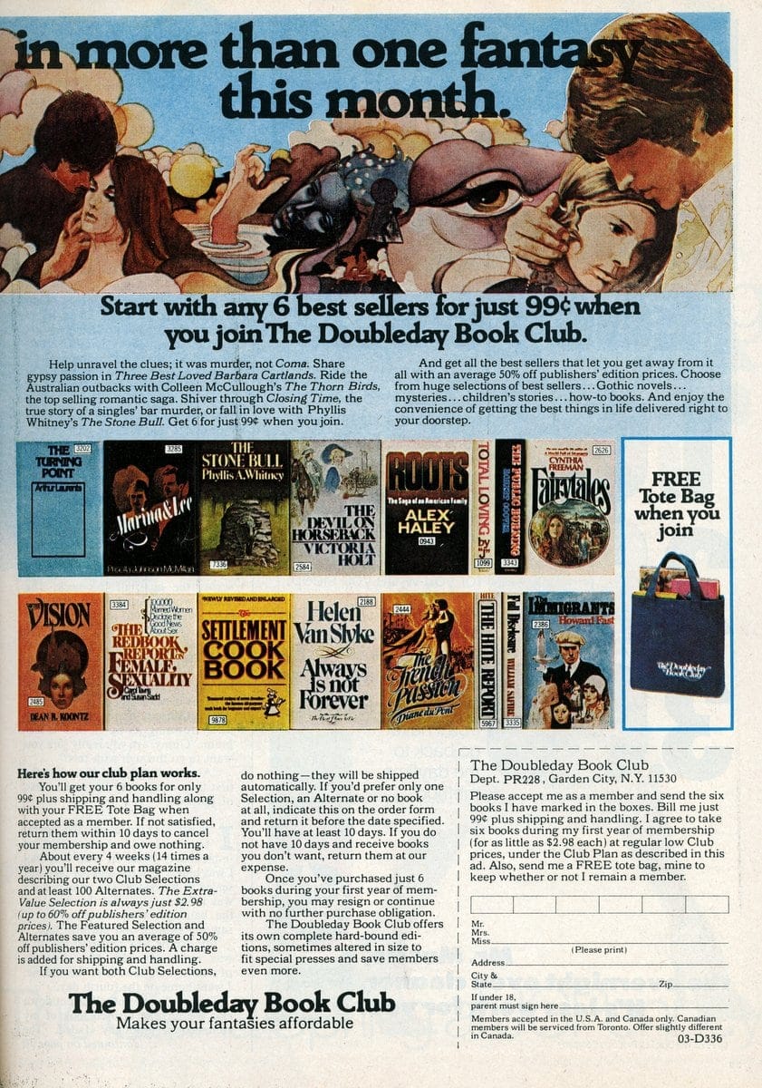 Vintage book clubs delivered romance, fiction, fantasy & more to millions of readers each month ...
