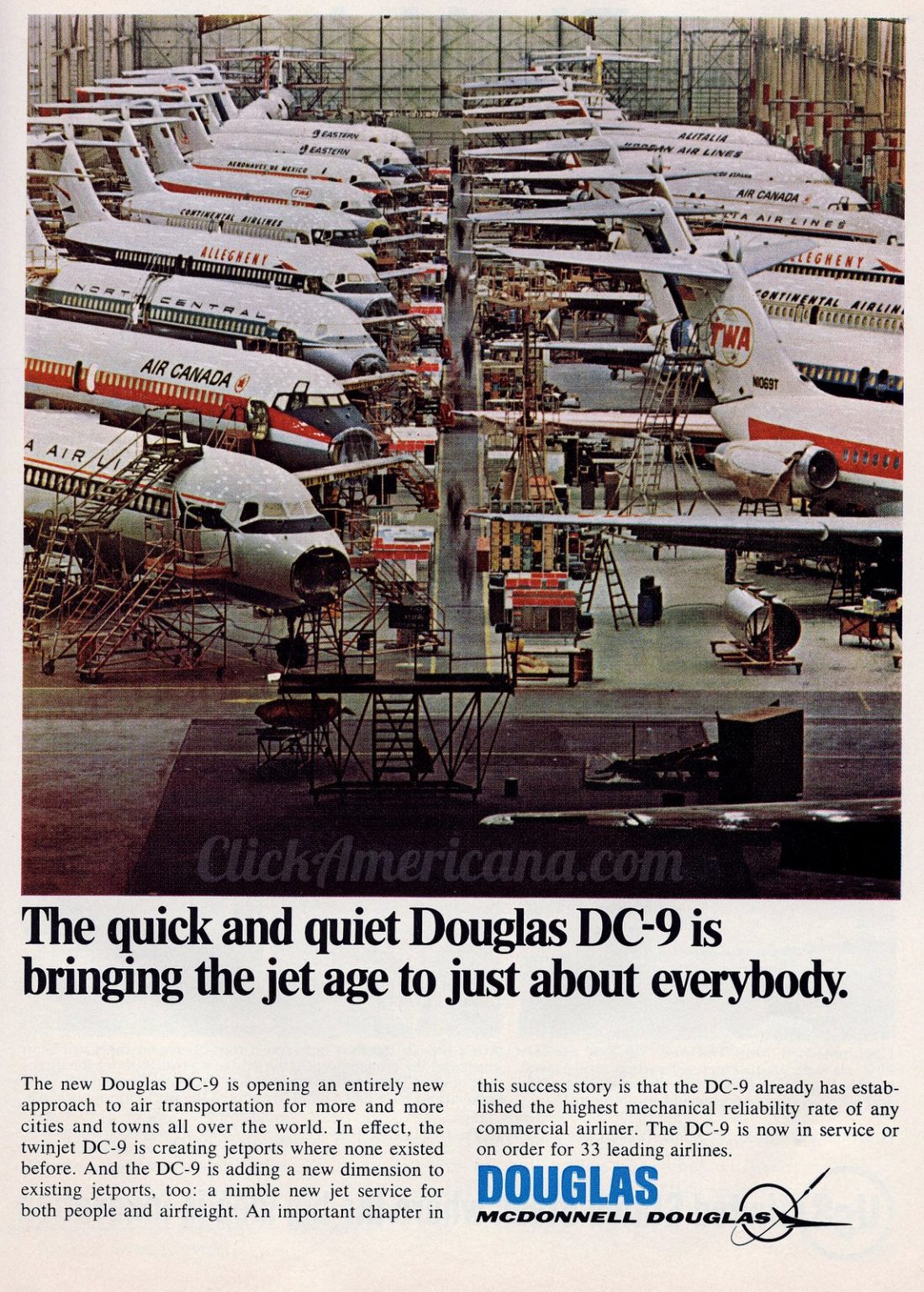 The quick, quiet Douglas DC-9 plane was America's first short-to-medium ...