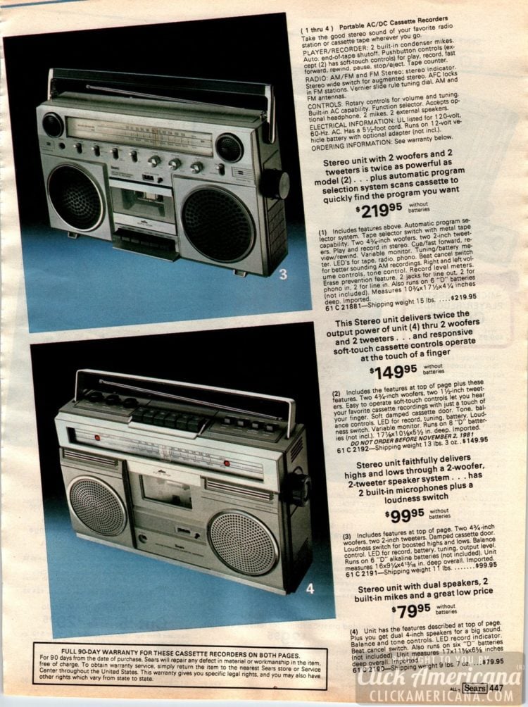 Vintage '80s home stereo systems, personal stereos, TV sets and more ...