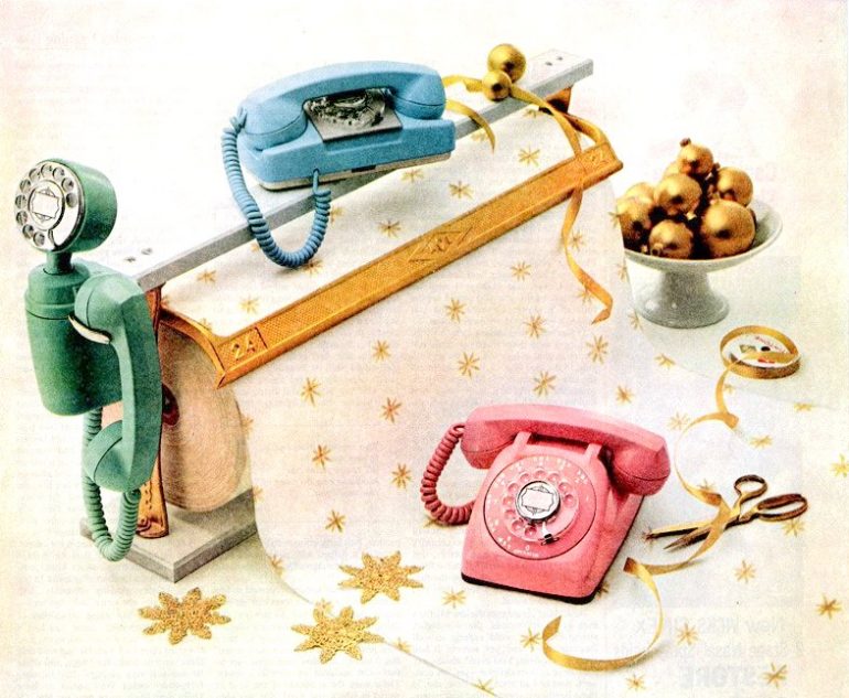 Vintage 1950s dial & touch-tone phones came in lots of decorator colors ...