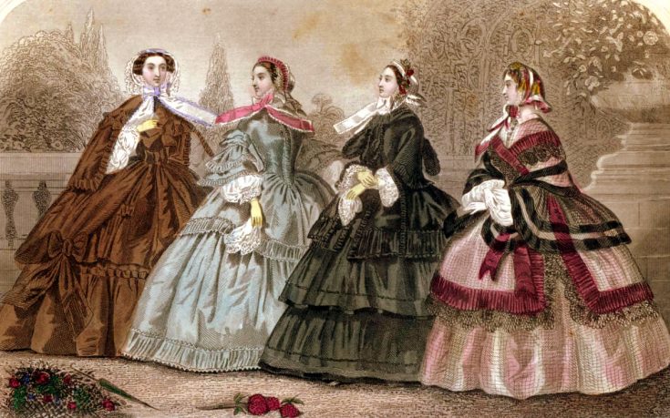 Elegant Victorian dresses from 1859, from antique fashion magazines ...