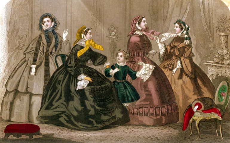 Elegant Victorian dresses from 1859, from antique fashion magazines ...