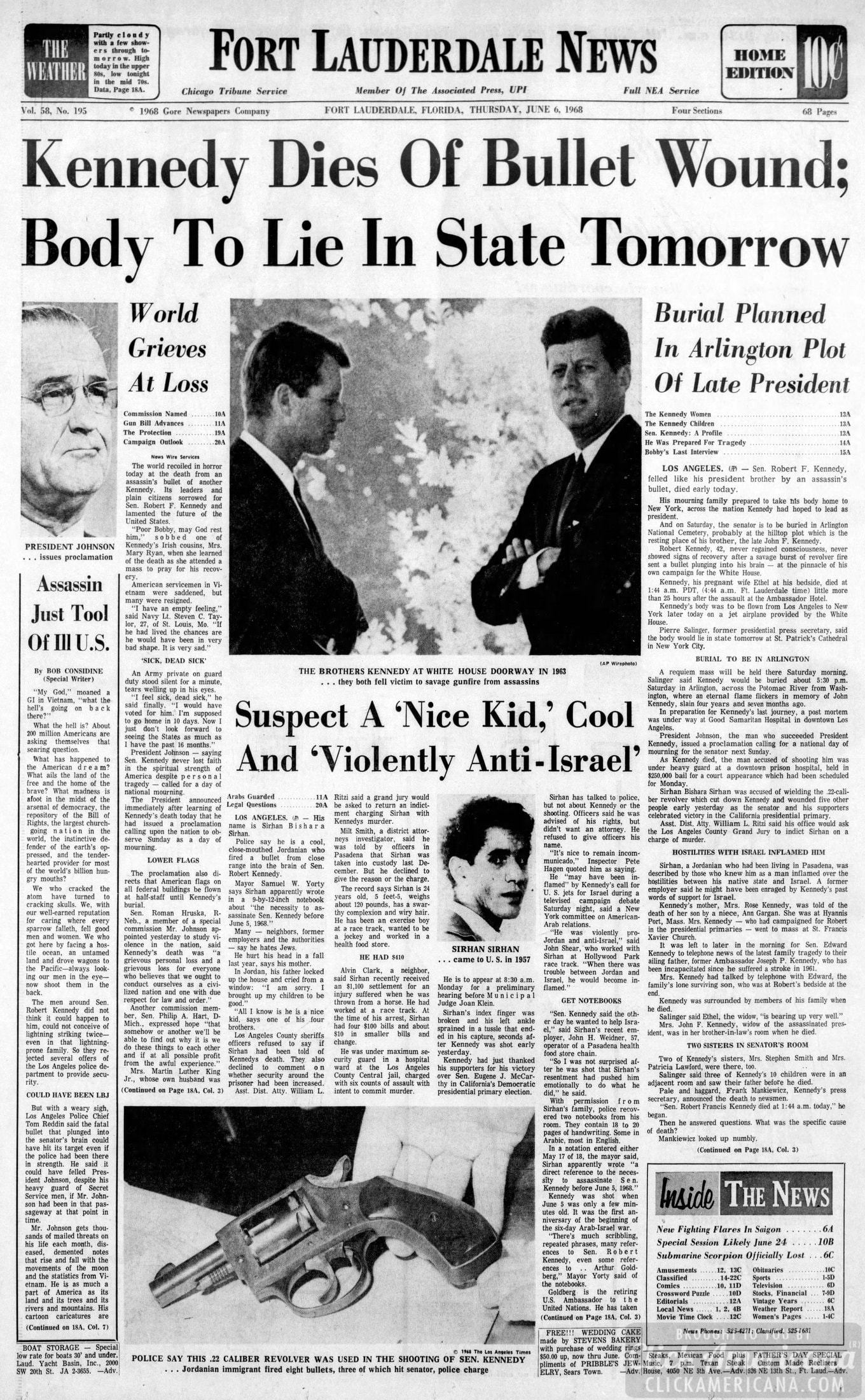 News headlines from when Senator Bobby Kennedy was assassinated (1968 ...