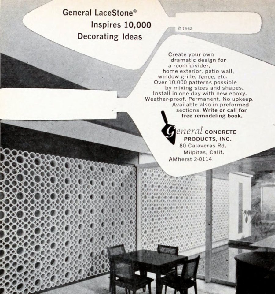 Decorative concrete block offered privacy & light for mid-century ...