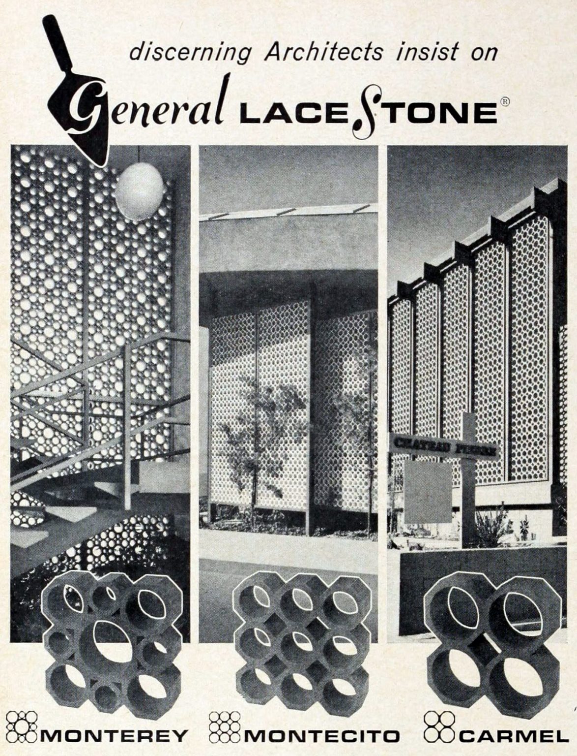 Decorative concrete block offered privacy & light for mid-century ...