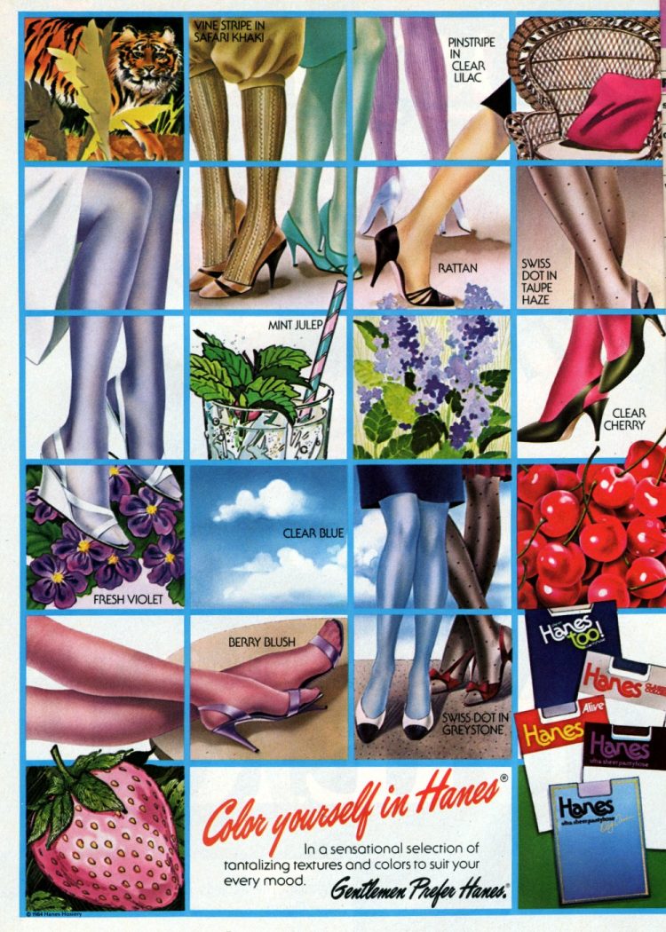 Vintage 80s tights, pantyhose & nylons came in lots of awesome colors & textures - Click Americana