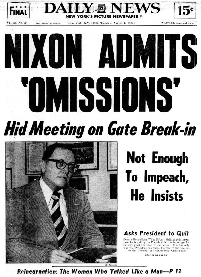 Nixon's resignation: Headlines from the President's last days in office ...