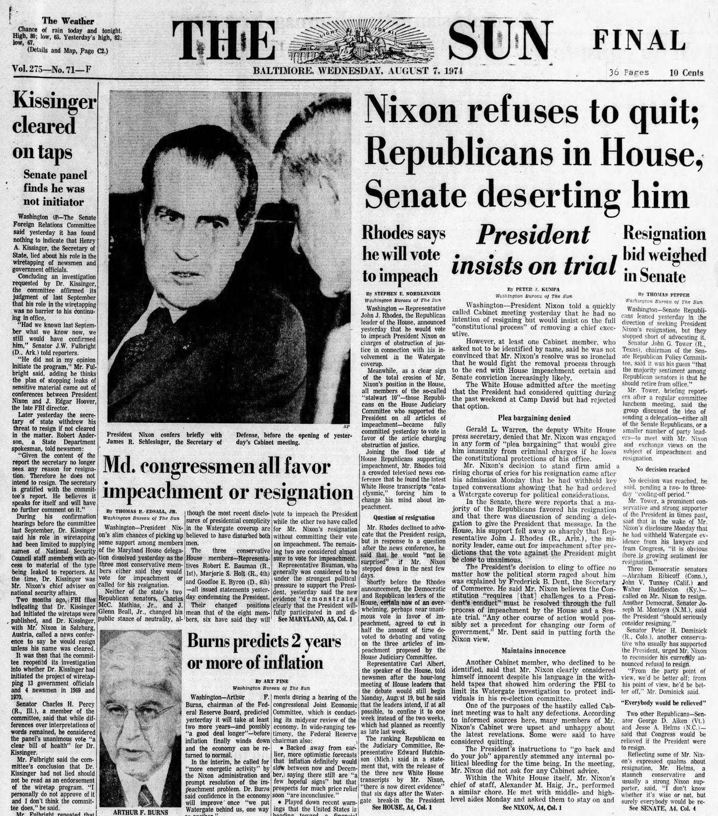 Nixon's resignation: Headlines from the President's last days in office ...