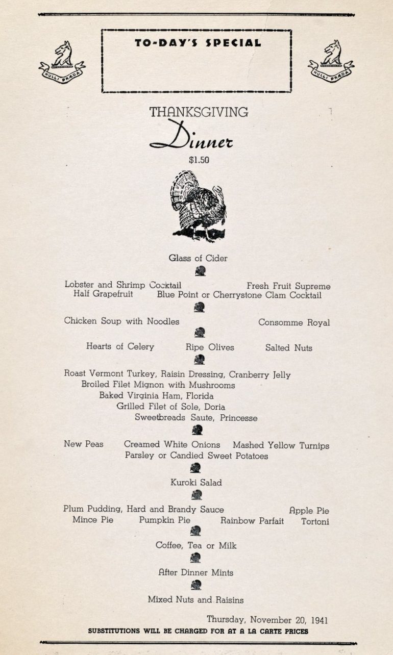 What a vintage Thanksgiving menu looked like before canned cranberry ...
