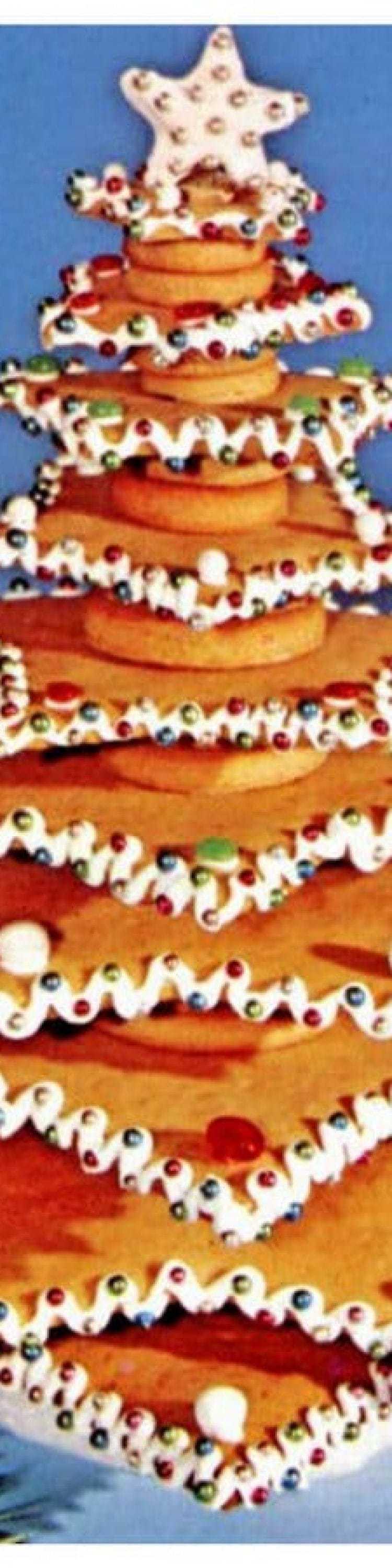 How to make an edible Christmas tree with star-shaped cookies (1962 ...