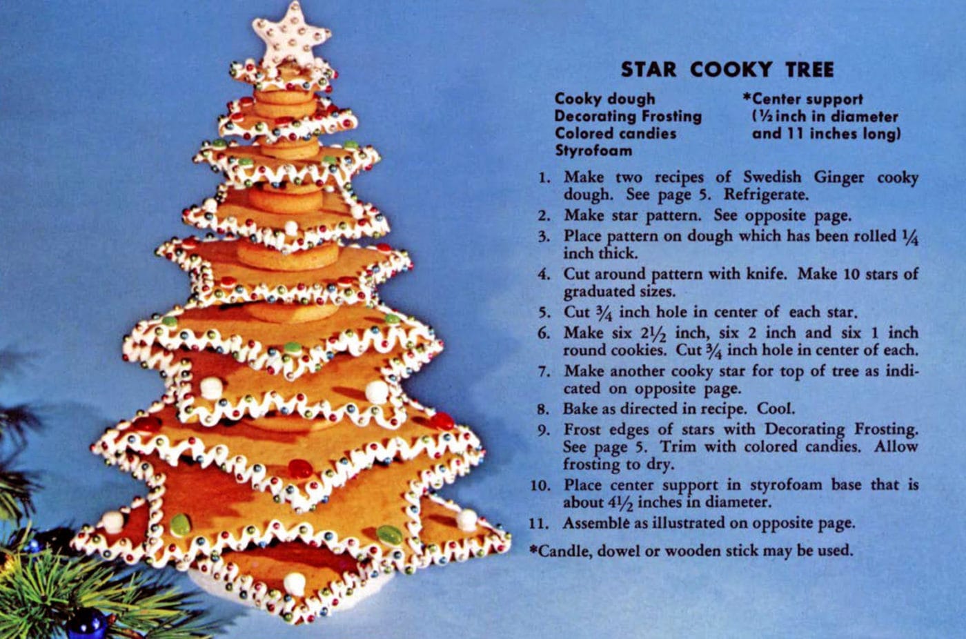 How to make an edible Christmas tree with star-shaped cookies (1962 ...