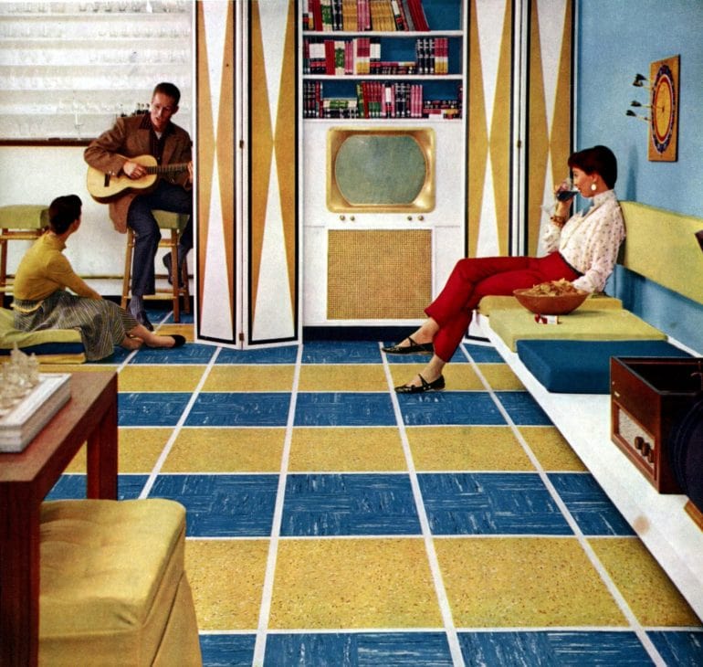 Vintage home style: 1950s vinyl floor tiles in square patterns - Click ...