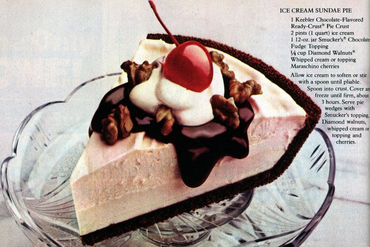 Ice cream sundae pie recipe (1982) - Click Americana