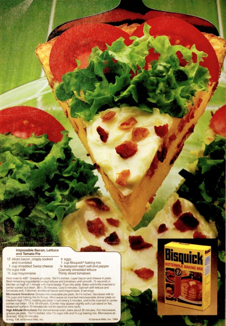 Bacon, lettuce & tomato Impossible Pie: Retro recipe from 1984 - Click ...