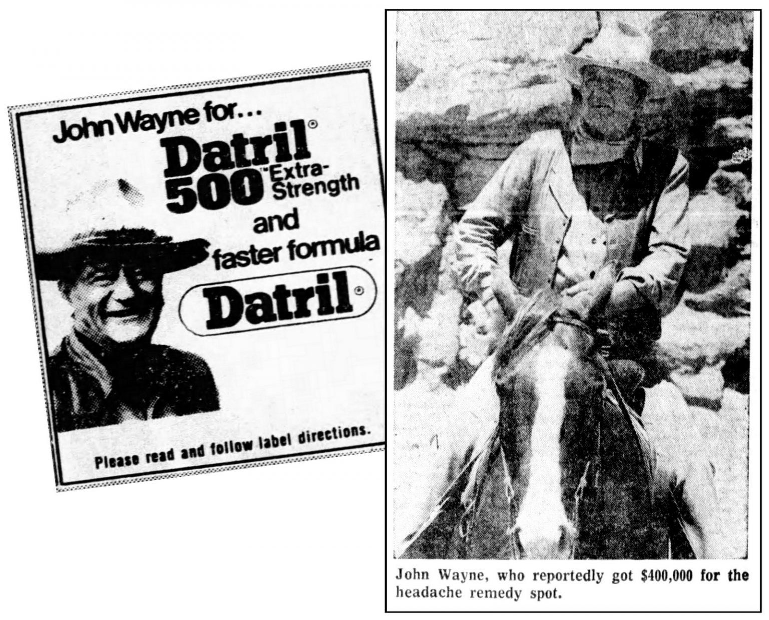 How John Wayne introduced Datril pain reliever back in the 1970s ...
