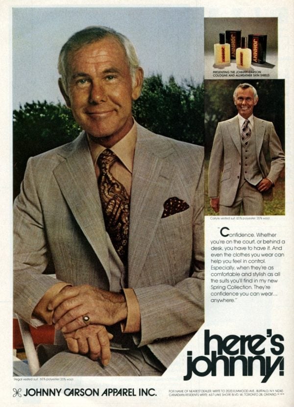Johnny Carson’s line of polyester suits was a huge seller in the ’70s ...