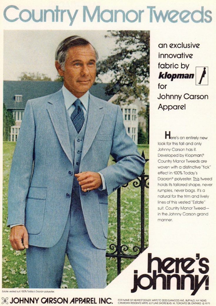 Johnny Carson’s line of polyester suits was a huge seller in the ’70s ...