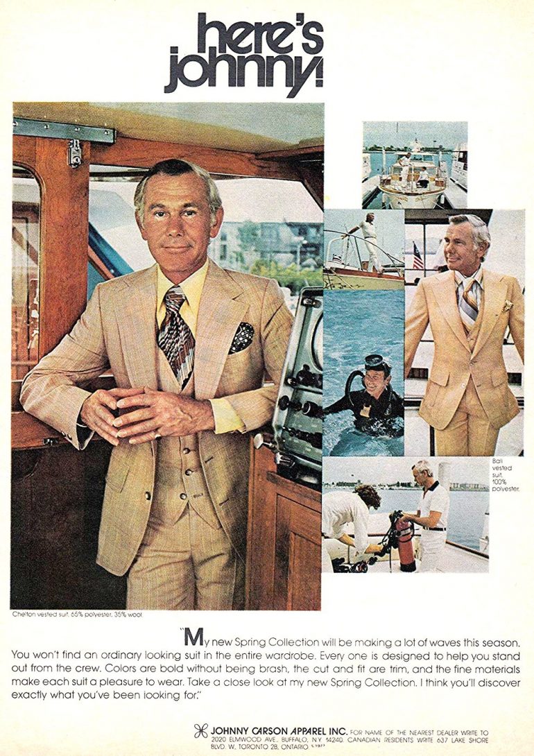 Johnny Carson’s line of polyester suits was a huge seller in the ’70s ...