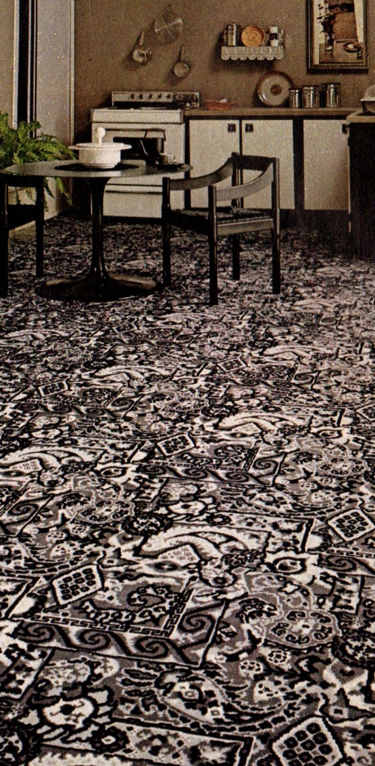 See vintage kitchen carpet from when it was popular home decor in the ...