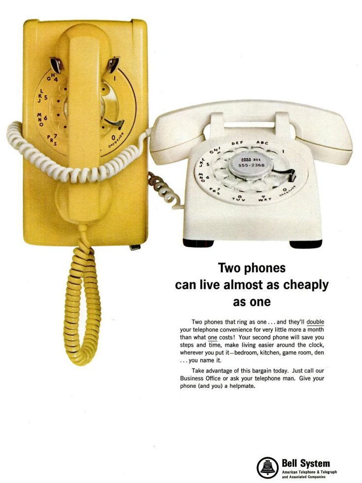Vintage 1950s dial & touch-tone phones came in lots of decorator colors ...