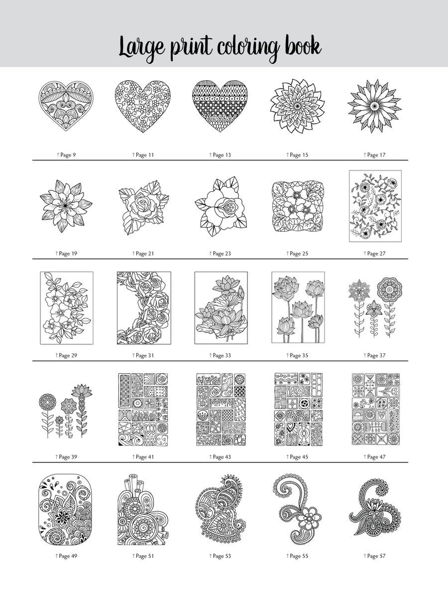 Large Print Adult Coloring Book #1: Big, Beautiful & Simple Designs ...
