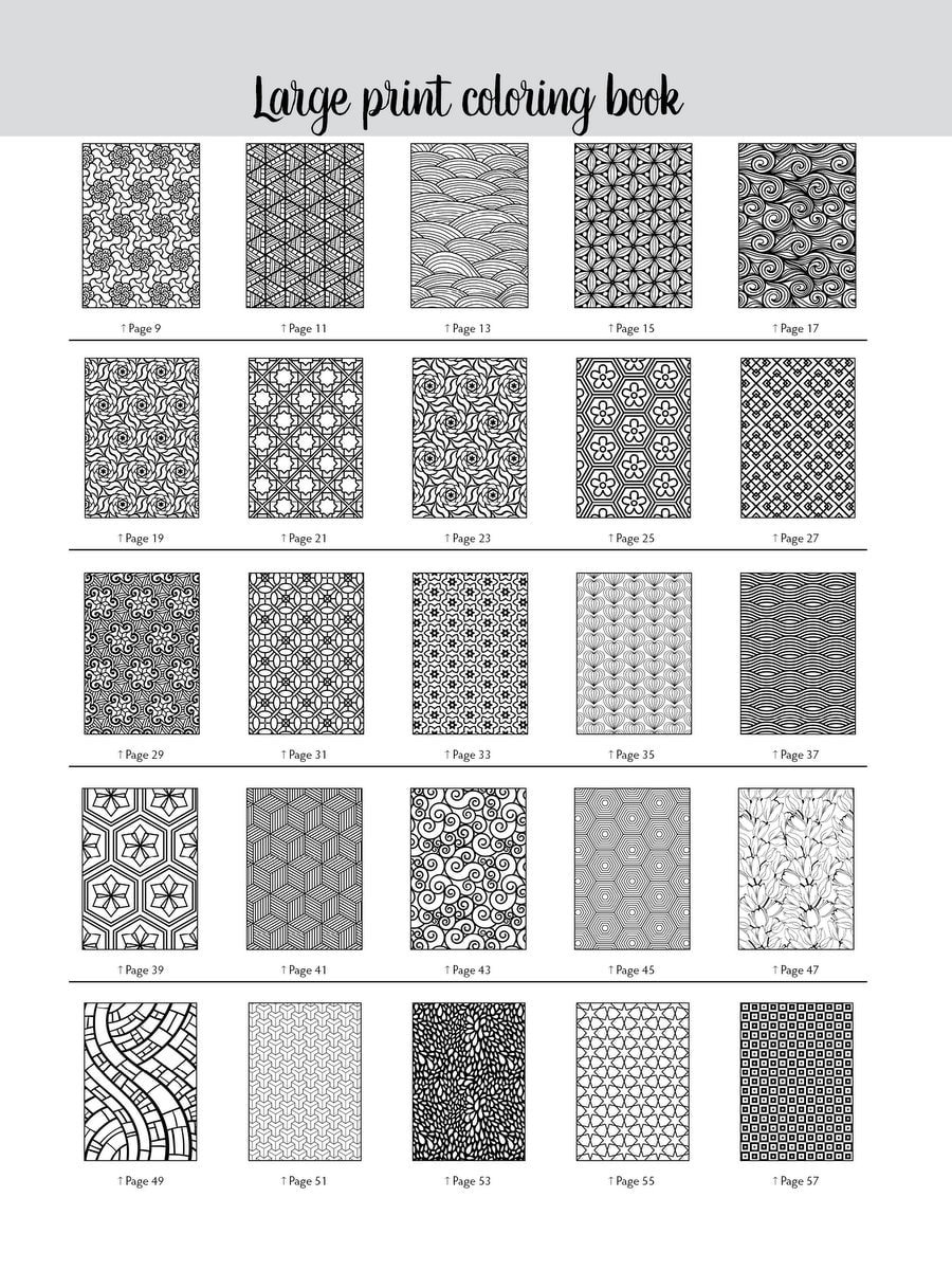 Large Print Adult Coloring Book #4: Big, Beautiful & Simple Patterns ...