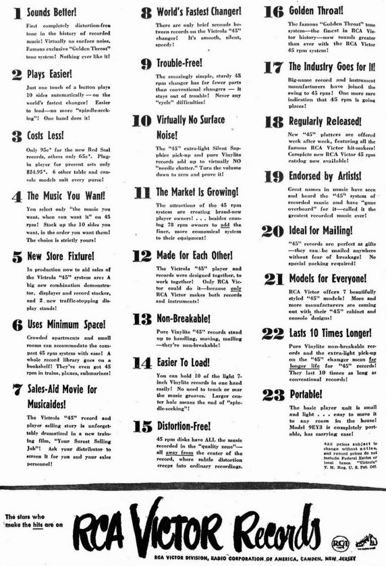 When 45 RPM record players & 7" vinyl singles debuted, it was a big ...