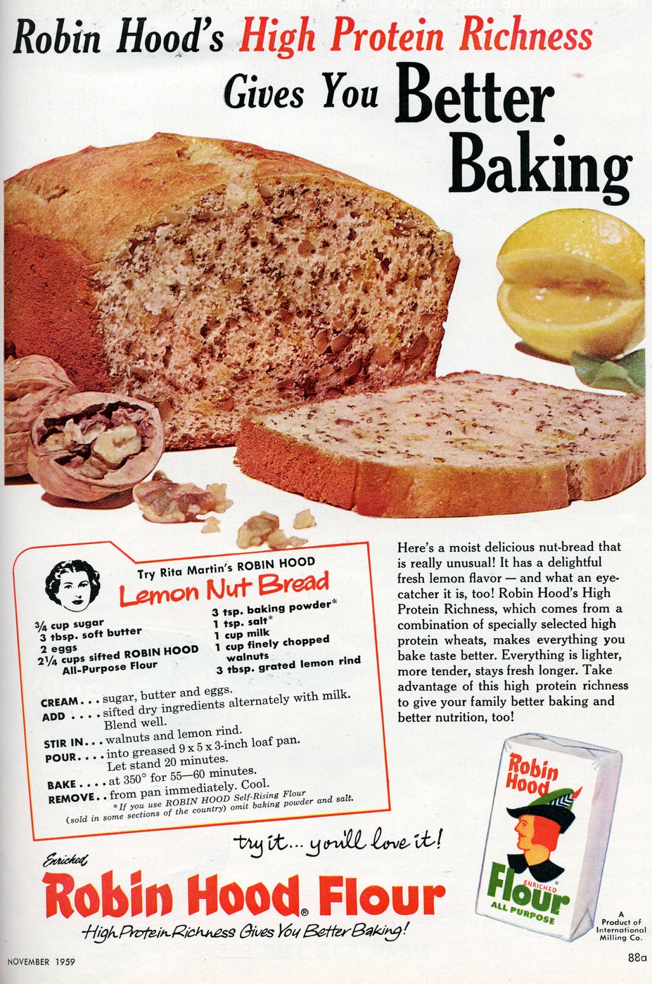 Lemon nut bread recipe from 1959 - Click Americana