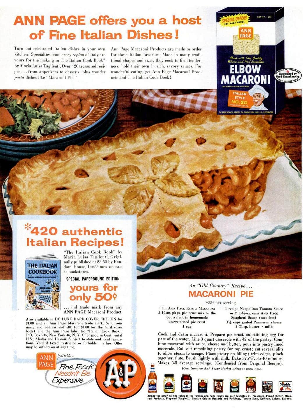 Macaroni pie, an 'old country' recipe (1957) - Click Americana