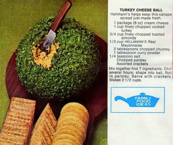 Make a turkey cheese ball appetizer (1972) - Click Americana