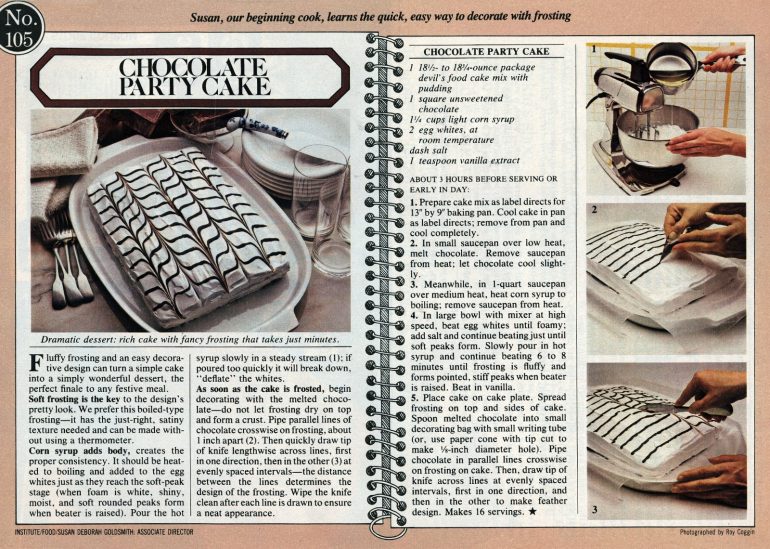 A retro chocolate & vanilla pretty party cake (1982) - Click Americana