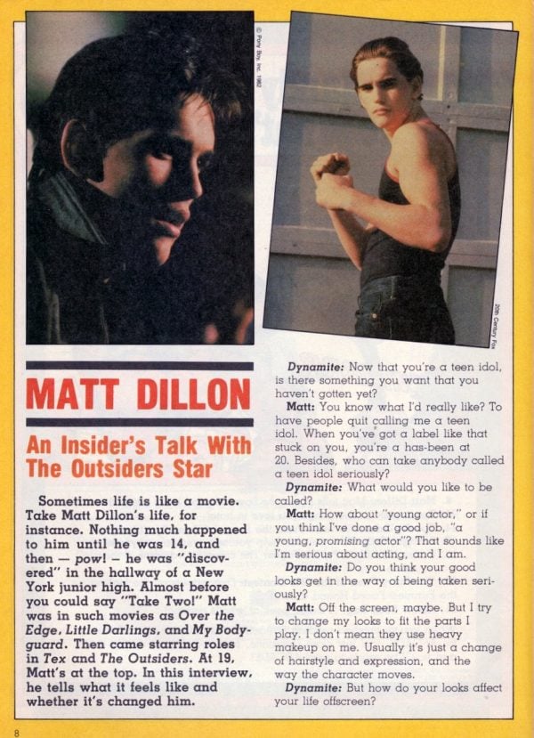 Matt Dillon: An insider's talk with teen actor & 'The Outsiders' star ...