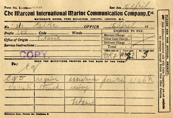 The Titanic's last desperate SOS messages sent as the ship was sinking ...