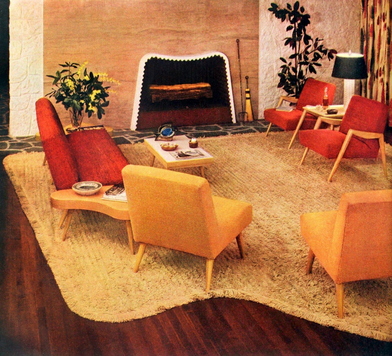 Mid Century Modern Living Room Layout Fireplace