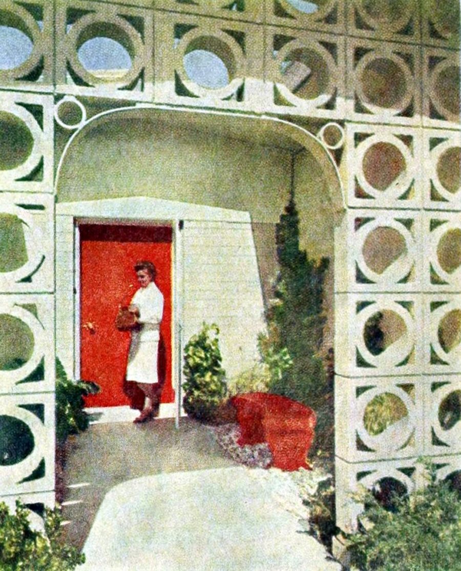 Decorative concrete block offered privacy & light for mid-century ...