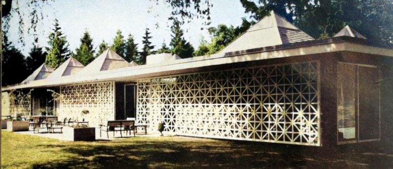 Decorative concrete block offered privacy & light for mid-century ...