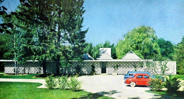 Decorative concrete block offered privacy & light for mid-century ...