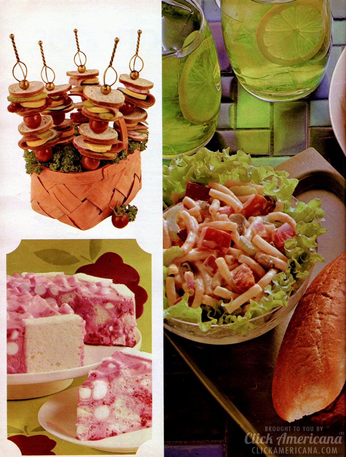 Fun summer party menu from 1970 with cheese food, pickles & a side of ...