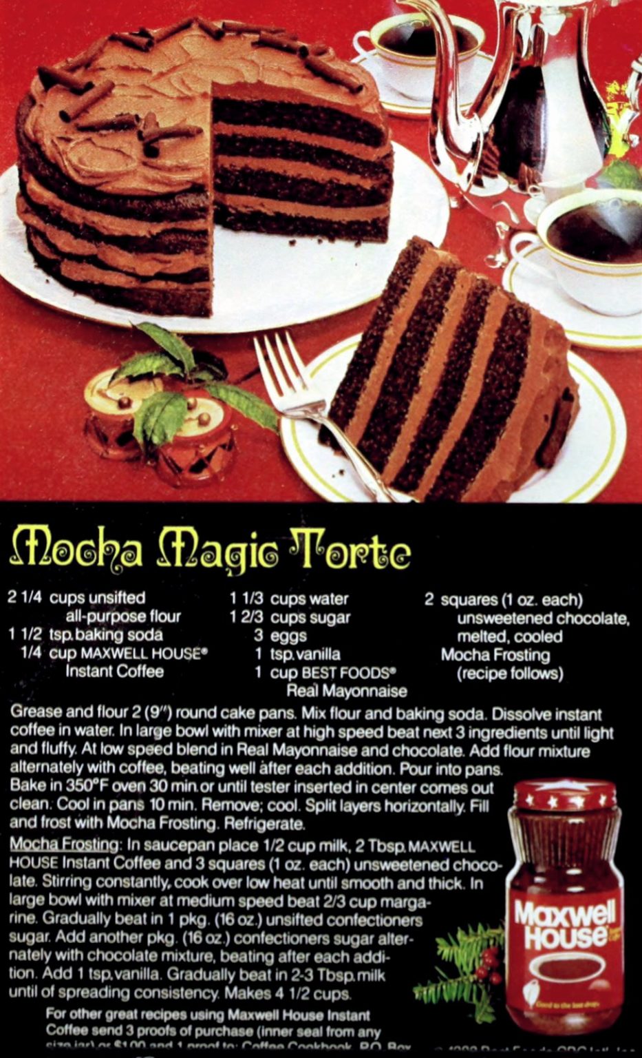 Mocha magic torte recipe from 1982 - Click Americana