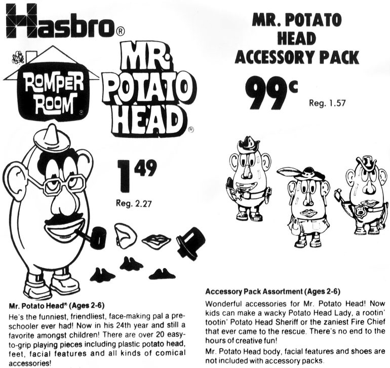 The original Mr Potato Head & Mrs Potato Head toys in the 1950s were ...